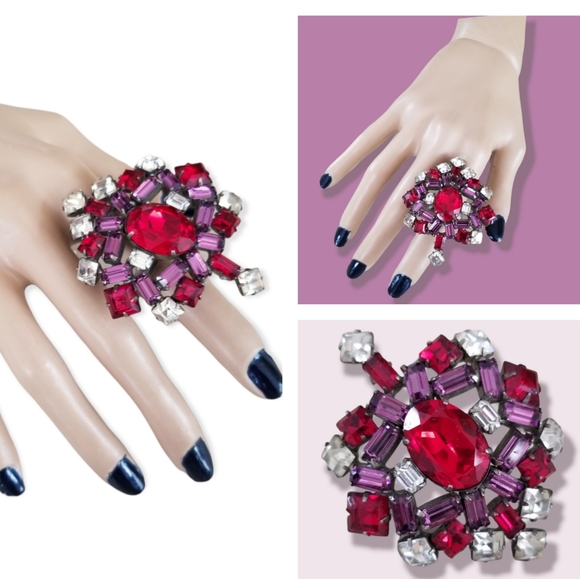 Vintage | Jewelry | Vintage Elegant Huge Rhinestone Adjustable ...